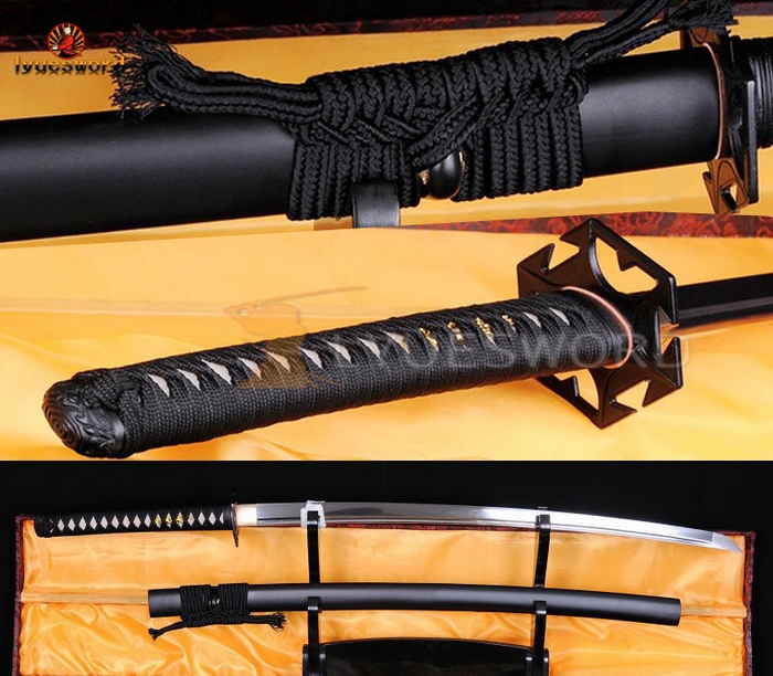 41"Japanese Samurai Sword Sharp Blade Katana Can Cut Tree Hexagon Tsuba ...
