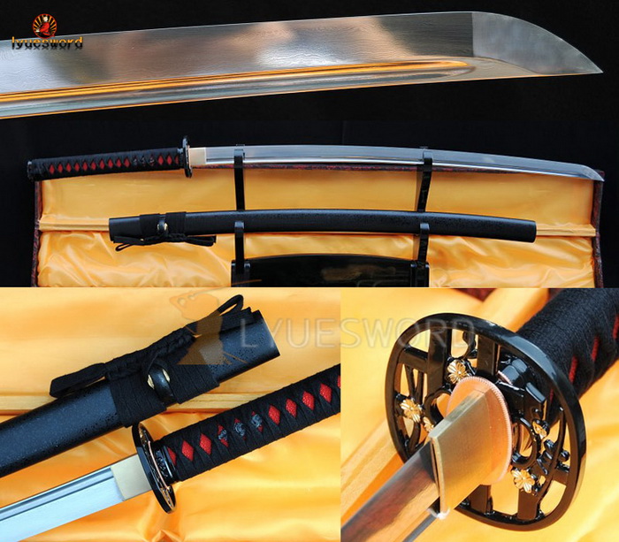 Handmade Japanese Sword Damascus Folded Steel Samurai Katana Full Tang ...