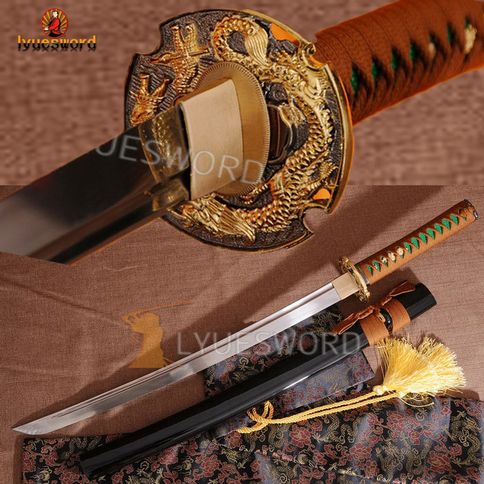 Handmade Japanese Samurai Sword Wakizashi Folded Steel Sharp Blade ...
