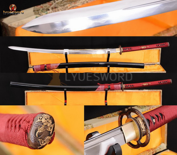 Japanese Sword Katana Folded Steel Clay Tempered Kogarasu-Maru Blade ...