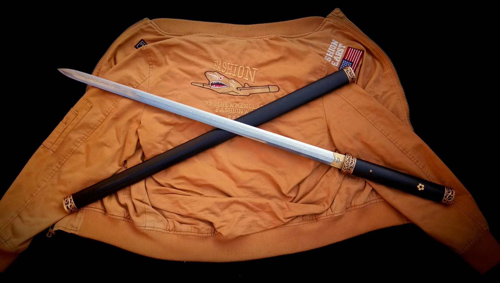 Handmade Damascus Steel Folded Blade Chinese Sword Jian Sharp