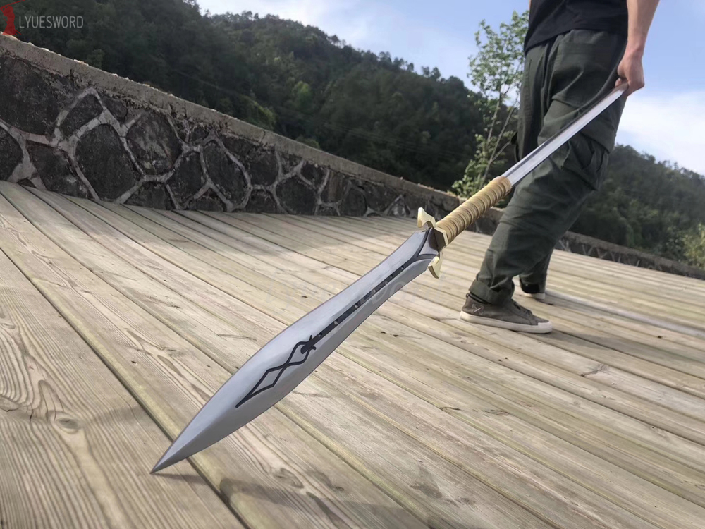 Can be Disassembled Long Spear t10 High Carbon Steel Blade Leather ...