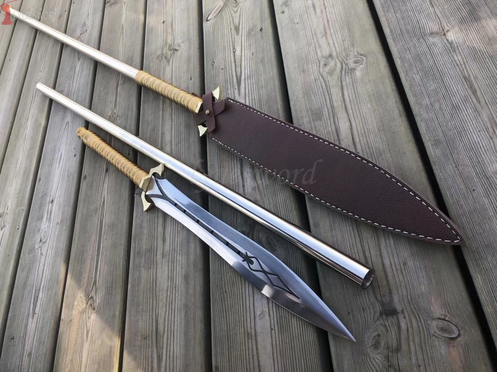 Can be Disassembled Long Spear t10 High Carbon Steel Blade Leather ...