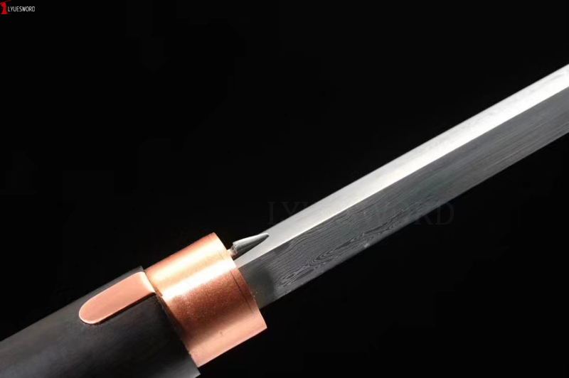 Walking Stick Cane Sword Hand Forged Folded Steel Blade Hiking Lock ...