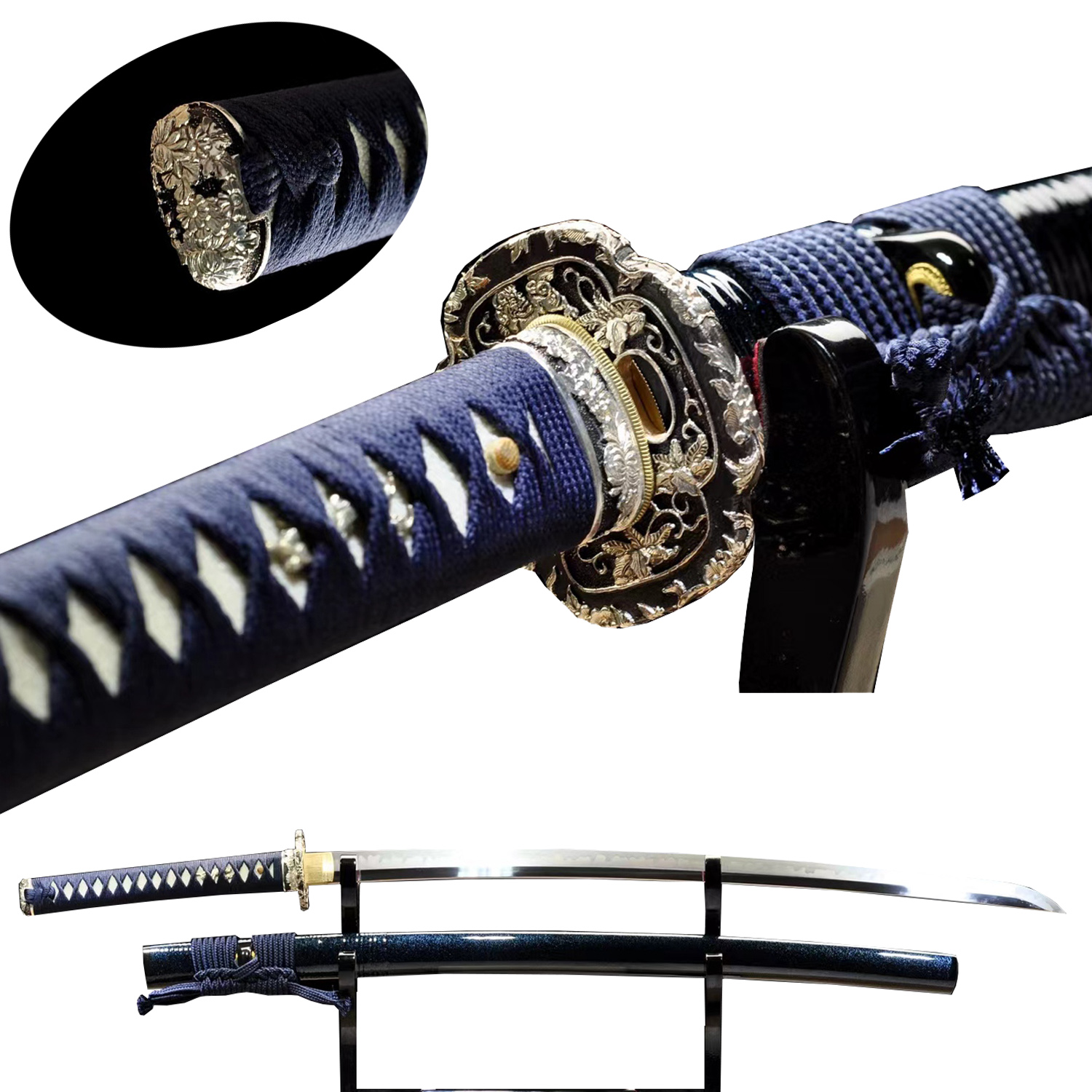 Battle Ready Japanese Samurai Katana Sword Clay Tempered T10 Steel Hand ...